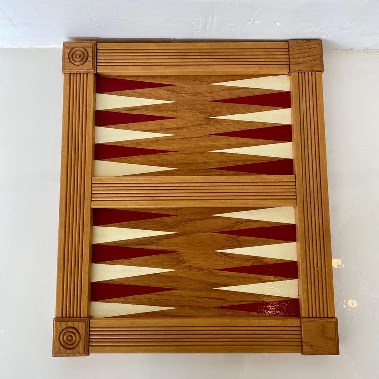 Folk Art Wood Backgammon Board at 1stDibs