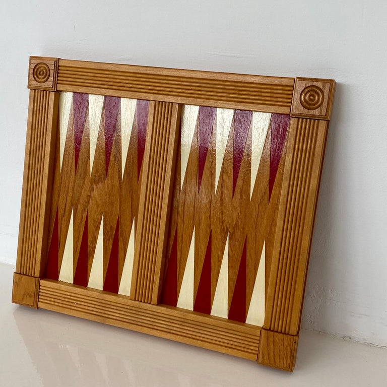 Folk Art Wood Backgammon Board at 1stDibs