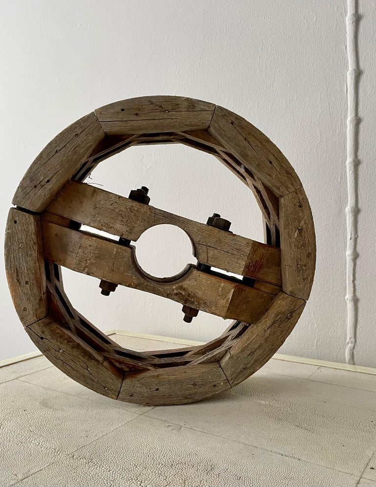 Folk Art Wood Wheel Sculptural Element For Sale at 1stDibs