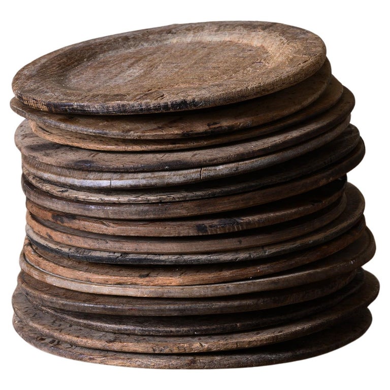 Folk Art Wooden Dinner Plates at 1stDibs