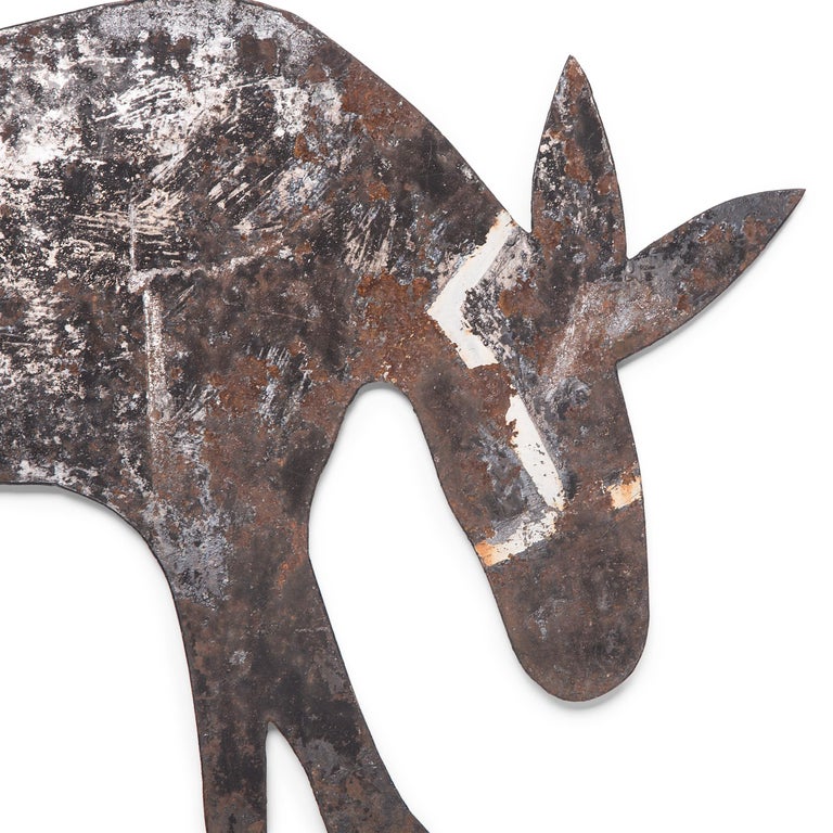 Folk Metal-Cut Donkey Weathervane at 1stDibs
