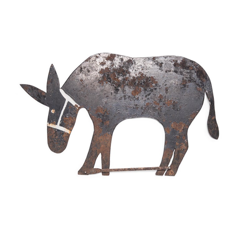 Folk Metal-Cut Donkey Weathervane at 1stDibs