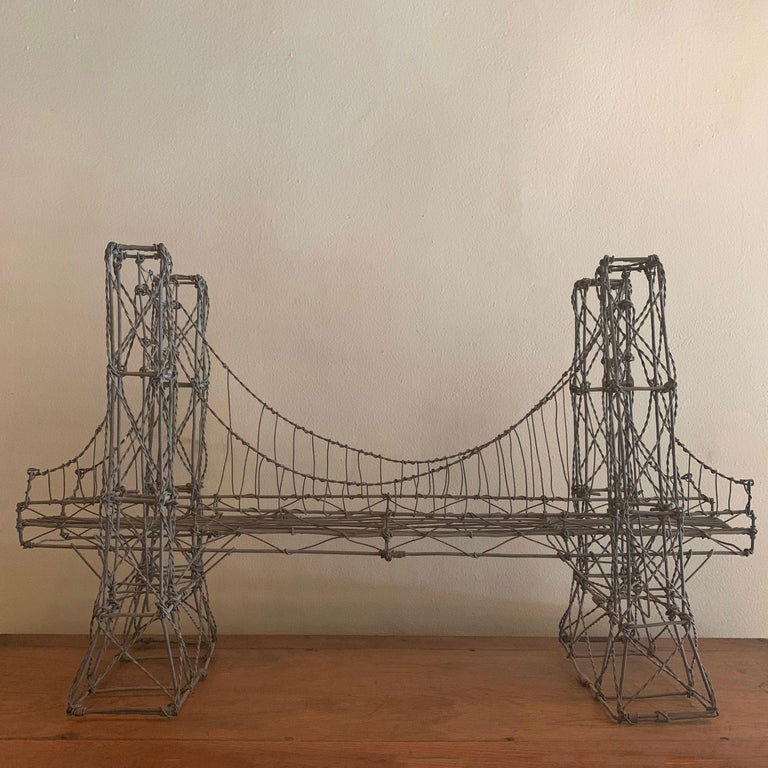 Folk Street Art Wire Bridge Sculpture at 1stDibs