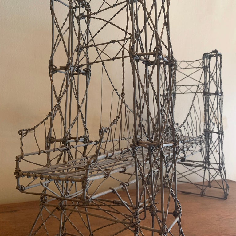 Folk Street Art Wire Bridge Sculpture at 1stDibs