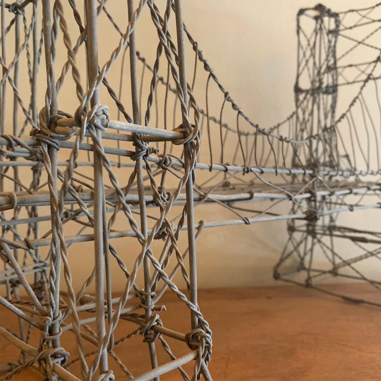 Folk Street Art Wire Bridge Sculpture at 1stDibs