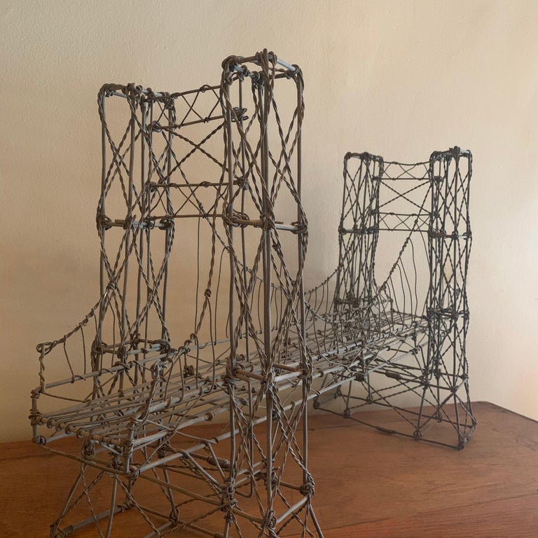 Folk Street Art Wire Bridge Sculpture at 1stDibs