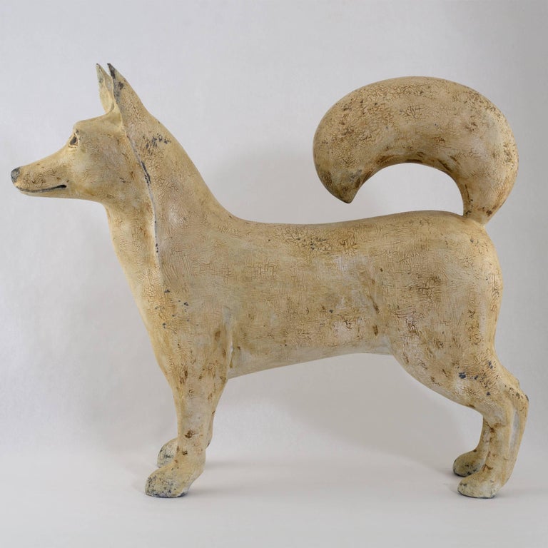 Folky Carved and Painted Dog by Renowned Artist Frank Finney at 1stDibs
