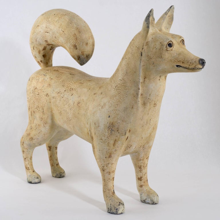 Folky Carved and Painted Dog by Renowned Artist Frank Finney at 1stDibs