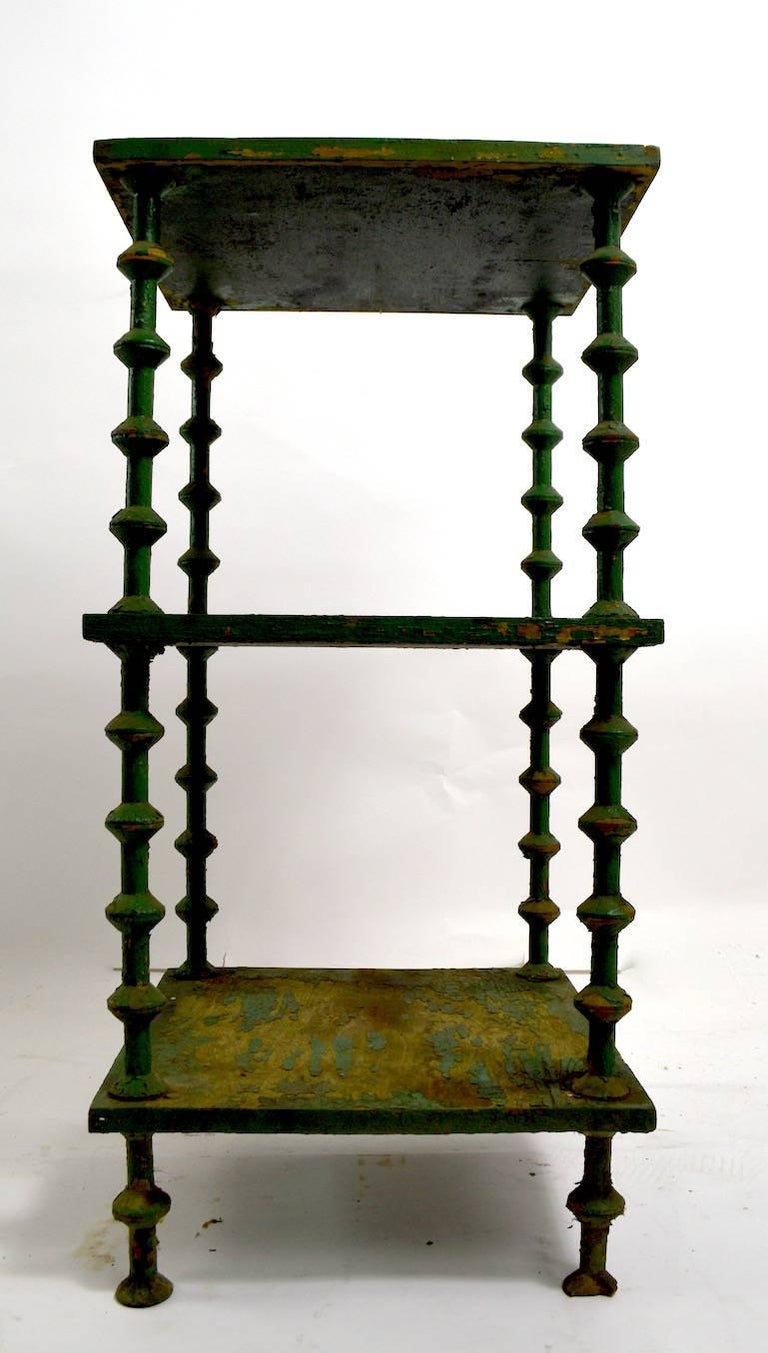 Folky Spool Table in Old Green Paint Finish at 1stDibs