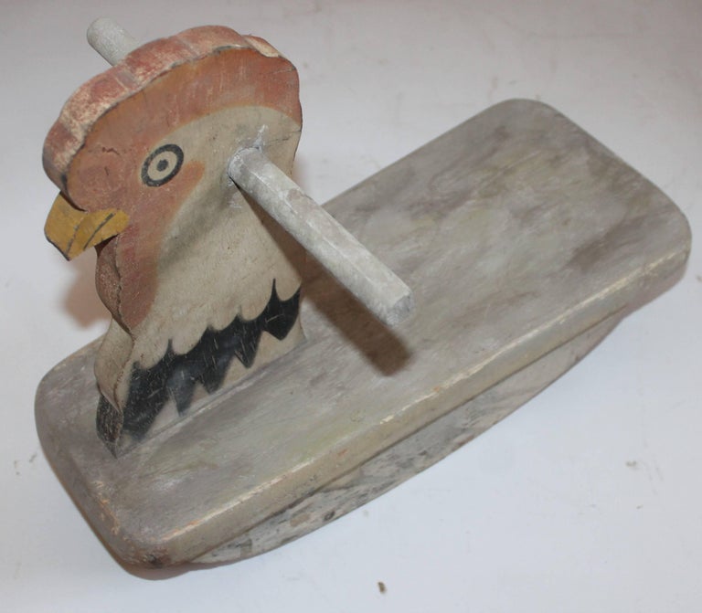 Folky Vintage Chicken Child's Rocking Toy For Sale at 1stDibs