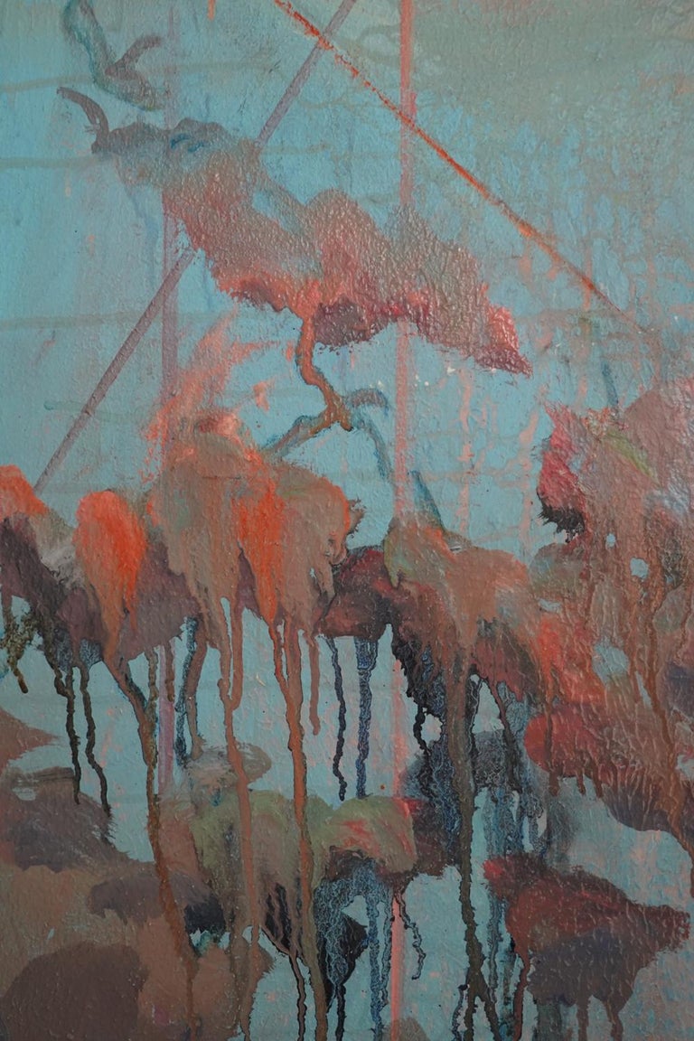 "Follow The Leader," Large Blue Oil and Acrylic Painting by Renée Rey ...