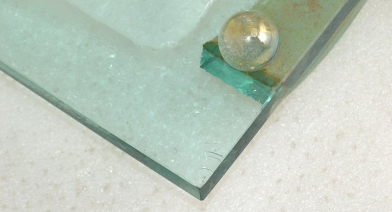 Fontana Arte Glass Beveled and Gold Infused Rectangle Footed Serving ...