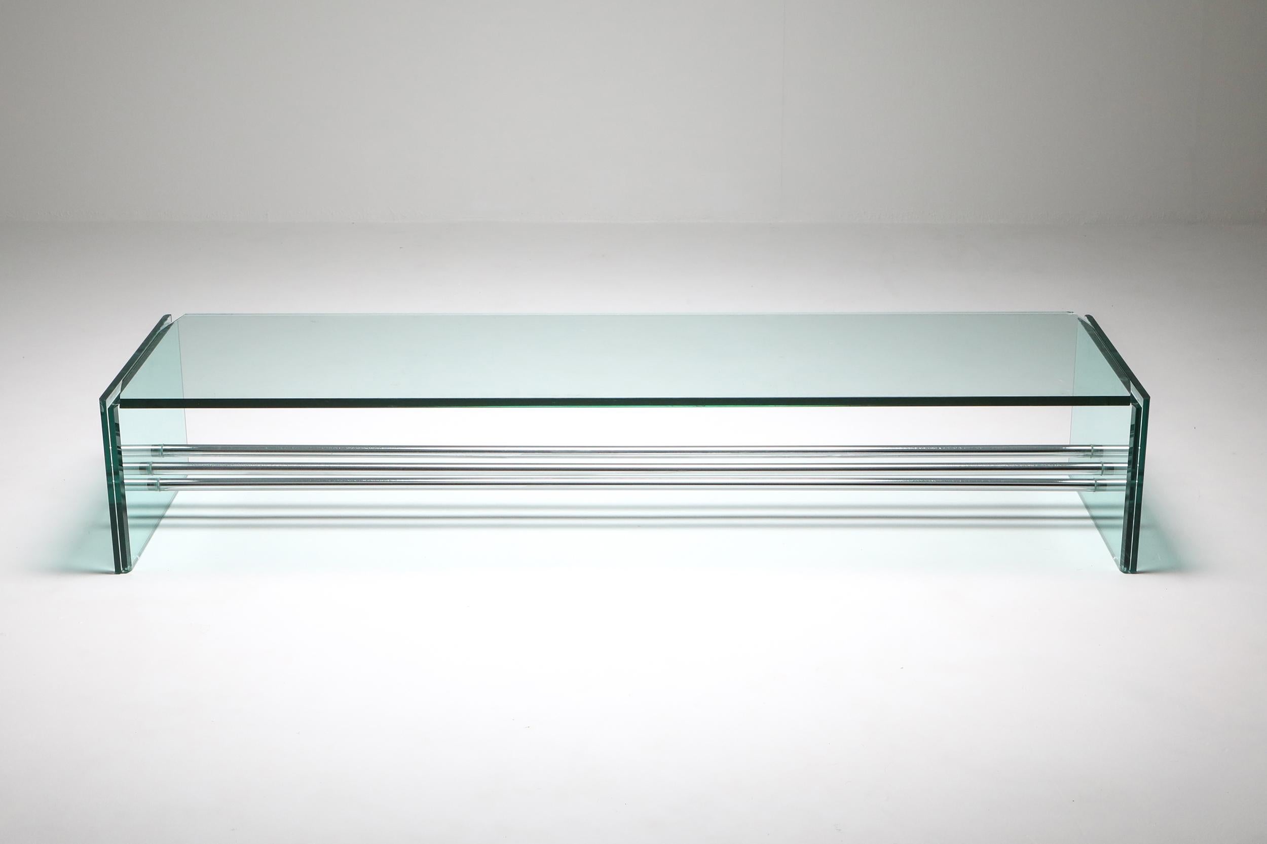 Fontana Arte Rectangular Glass Coffee Table, 1970s For Sale at 1stDibs