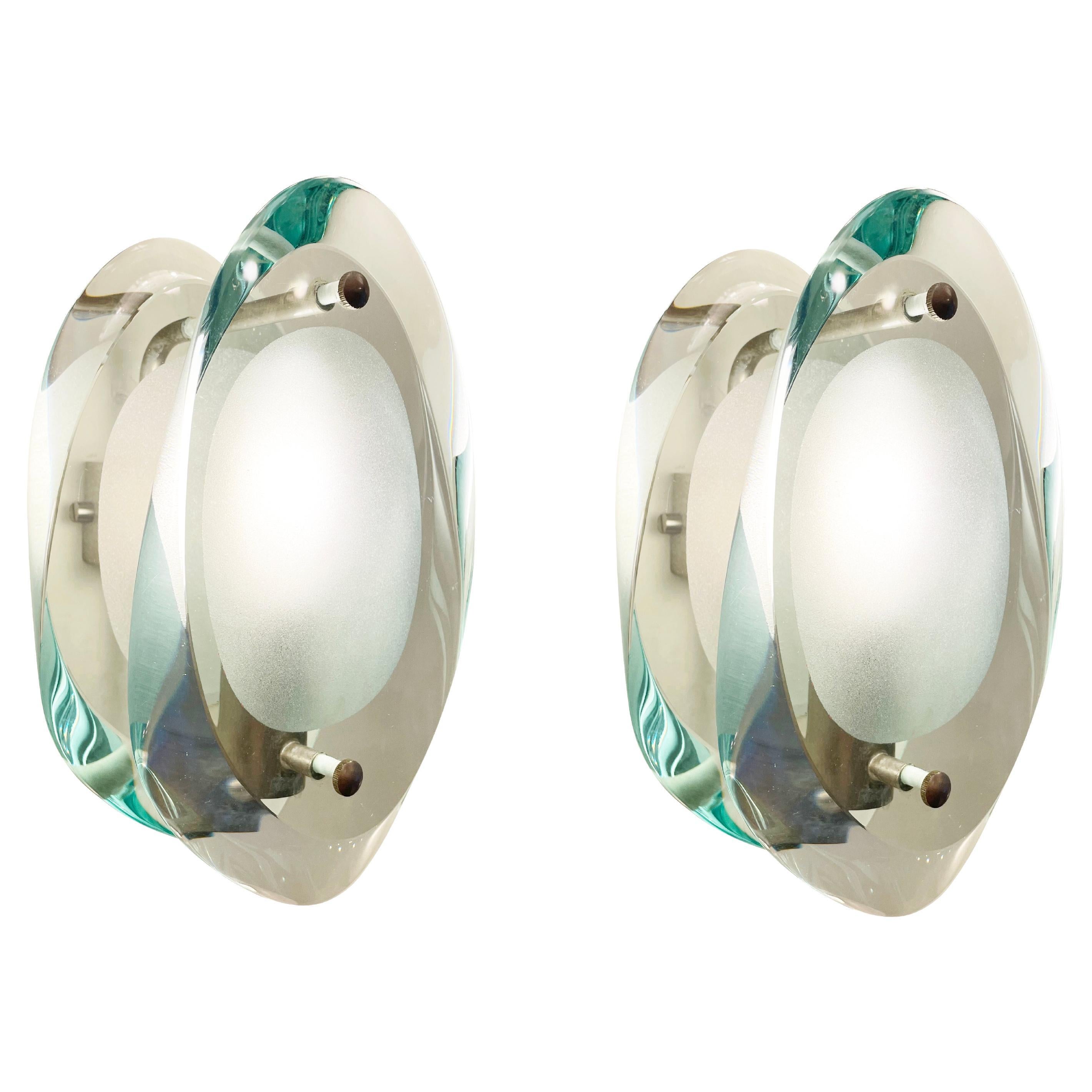 Pair of Model 1829 Wall Sconces by Max Ingrand for Fontana Arte at 1stDibs