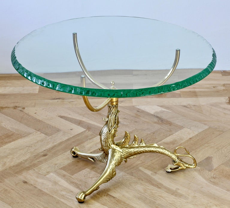 Fontana Arte Style Cast Brass Dragon Side or End Table Chipped Edge ...