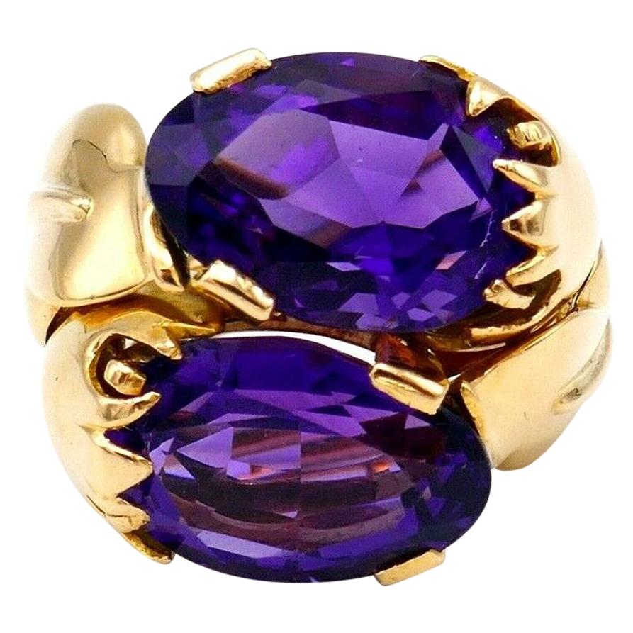 Vintage Amethyst Yellow Gold Cocktail Ring at 1stDibs