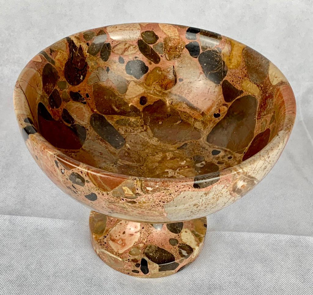 Round Footed Bowl Carved from Brêche d'Alep Marble at 1stDibs | footed ...