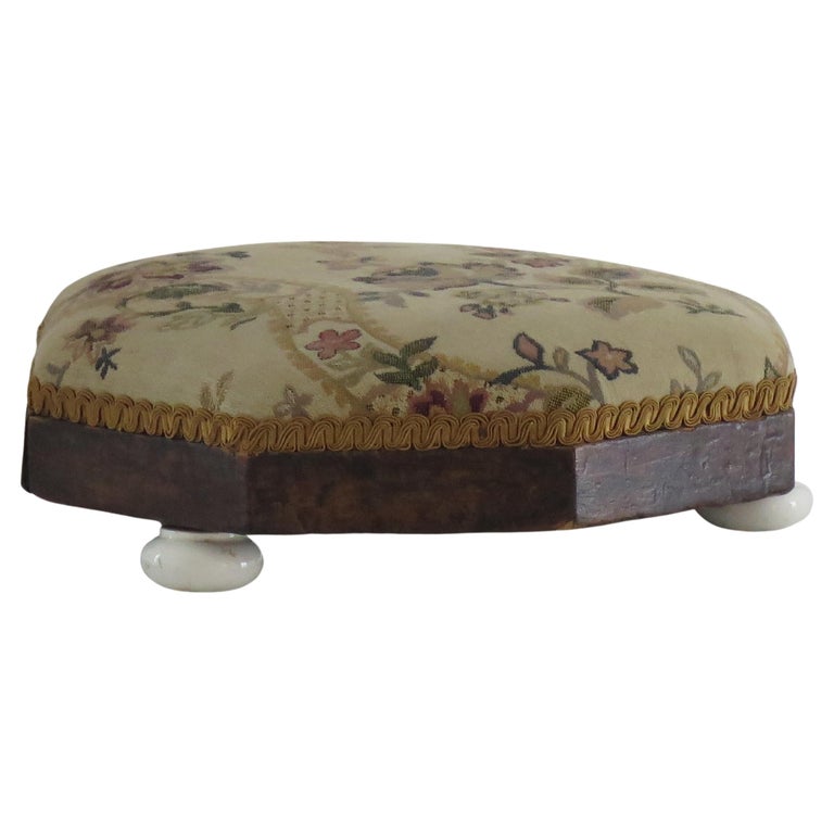 Footstool Early Victorian with Octagonal Walnut Frame and Tapestry Top ...