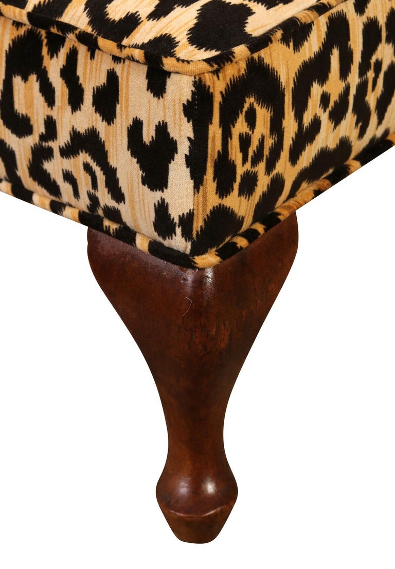 Footstool Upholstered in Leopard Velvet For Sale at 1stDibs