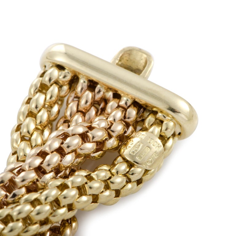 Fope 18 Karat Yellow and Rose Gold Two-Tone Weave Bracelet at 1stDibs