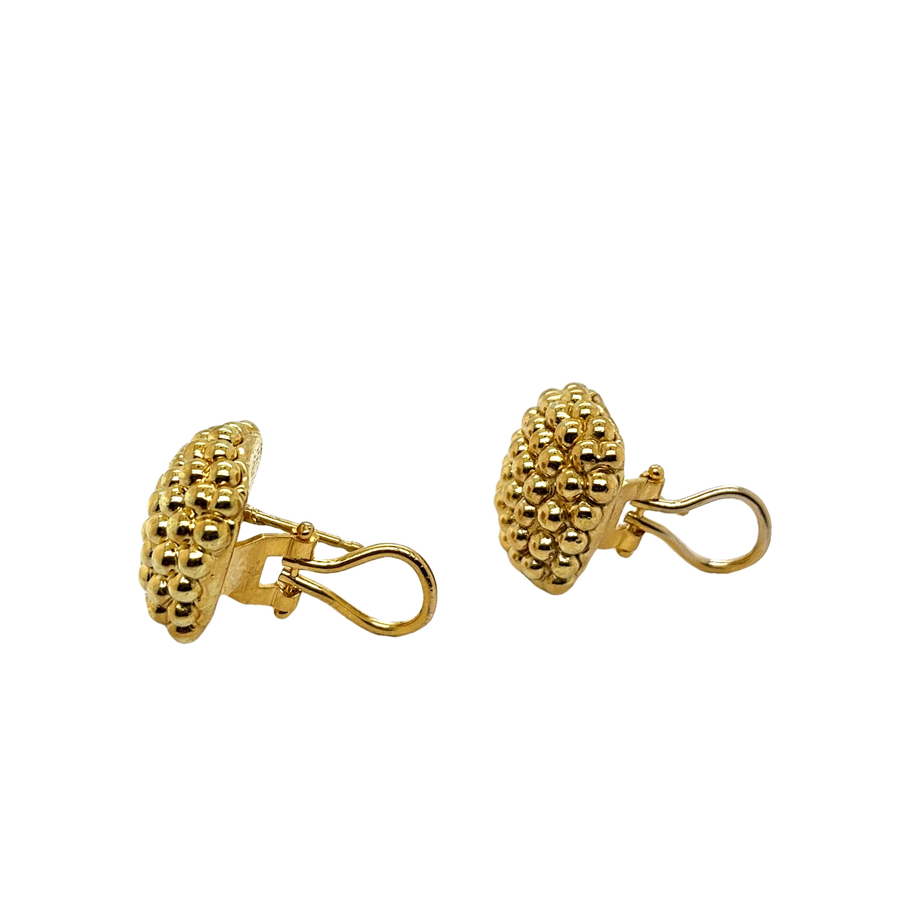 Fope Luci 18ct Yellow Gold Cushion Earrings For Sale at 1stDibs