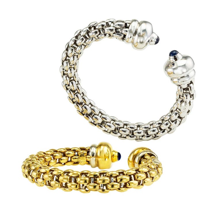 Fope Woven White Yellow Gold Cuff Bracelets For Sale at 1stDibs