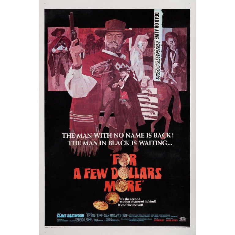 For a Few Dollars More 1965 U.S. One Sheet Film Poster For Sale at 1stDibs