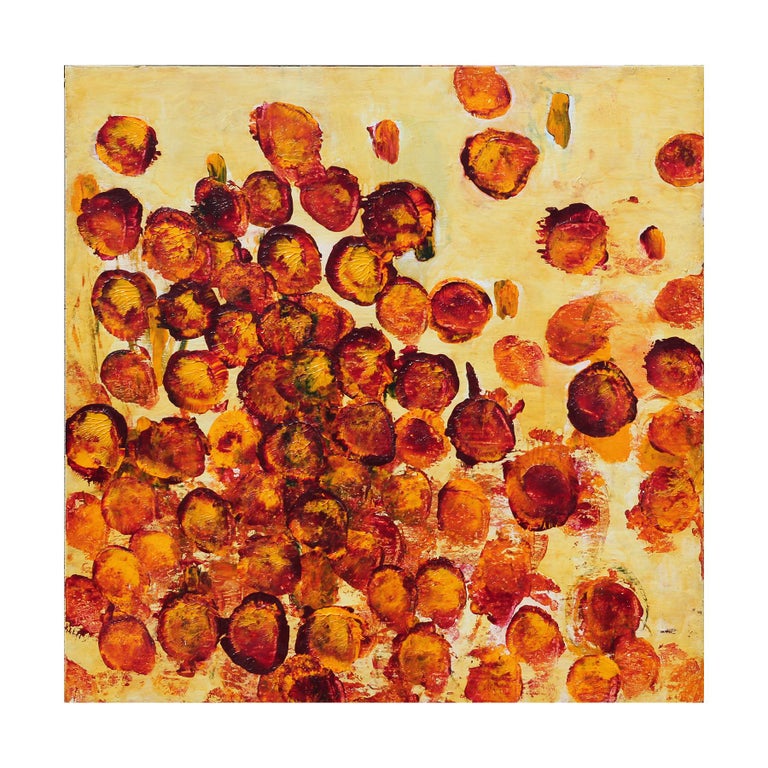 Ford Beckman - "Mon Jardinet" Red, Orange, and Yellow Toned Abstract ...