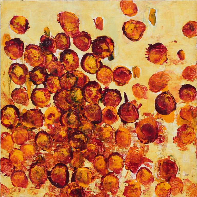 Ford Beckman - "Mon Jardinet" Red, Orange, and Yellow Toned Abstract ...