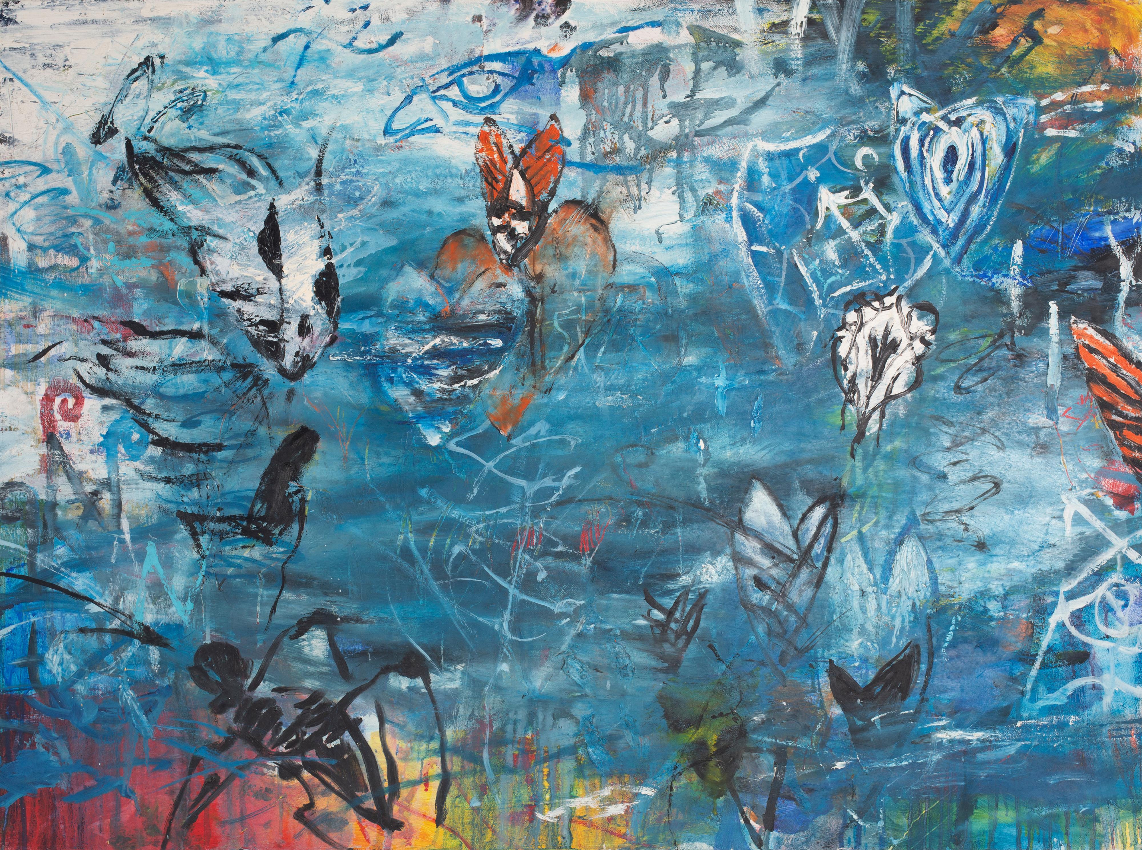 Ford Crull - Blue Tree, Ford Crull Oil on Canvas Abstract Expressionist ...