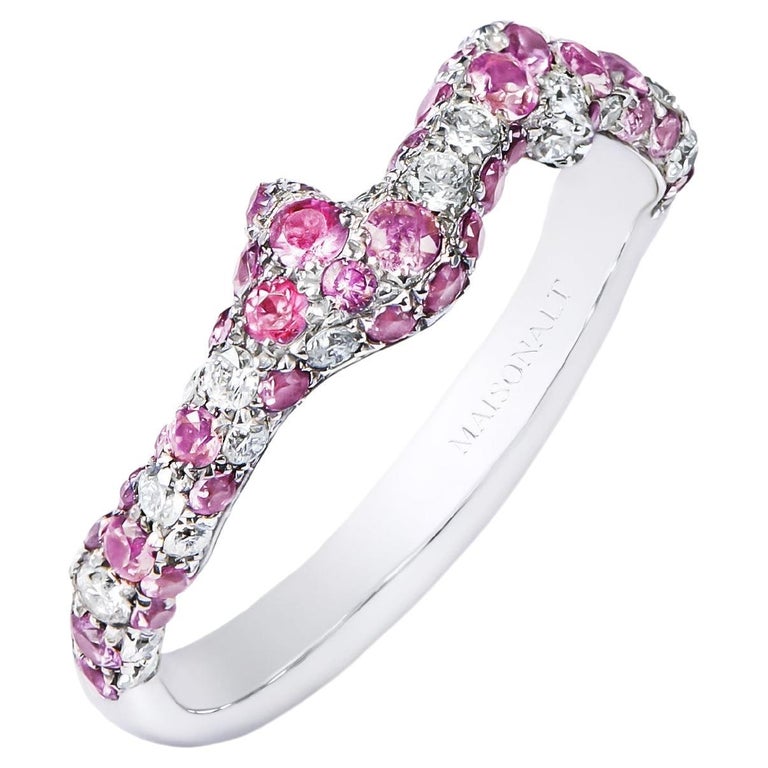 Customizable FOREST ALT River Pink Ring, White Gold Diamond and Pink ...