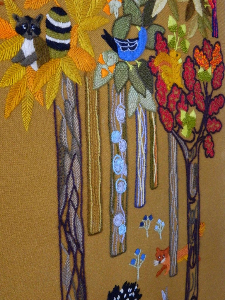 Forest Creatures Based on Crewel Needlework Kit by Erica Wilson at 1stDibs