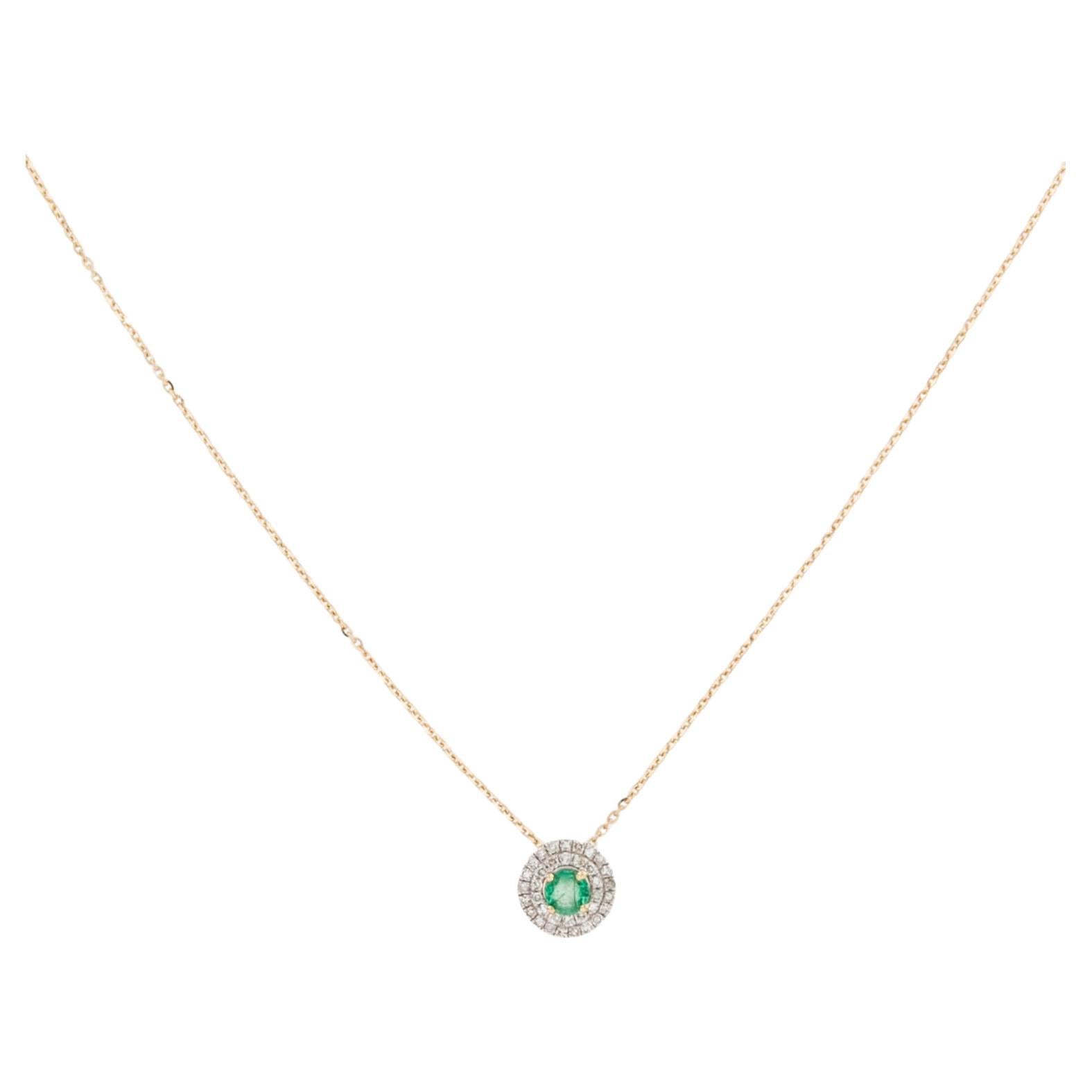 14K Emerald and Diamond Pendant Necklace - Timeless Elegance, Green ...