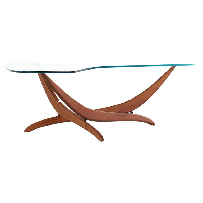 Forest Wilson Mid Century Sculpted Walnut and Glass Coffee Table For ...