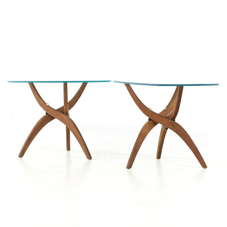 Forest Wilson Mid Century Walnut Side Tables - Pair For Sale at 1stDibs