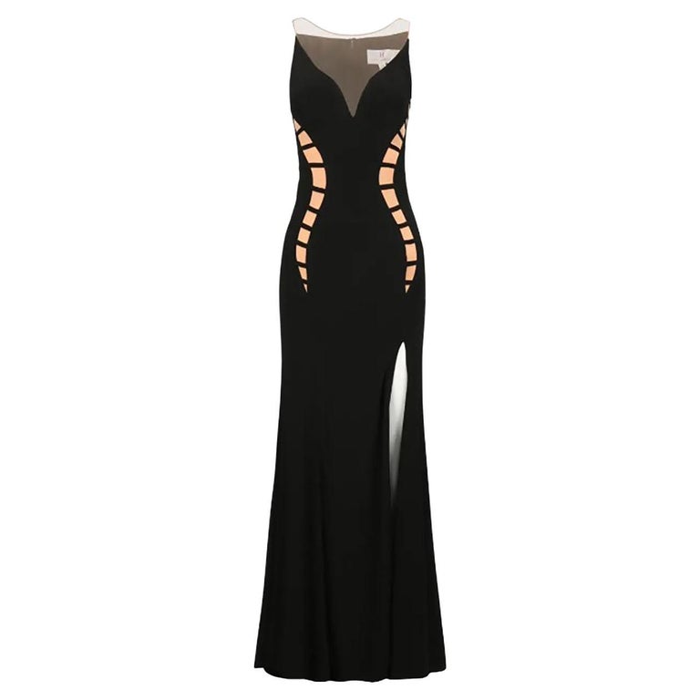 FOREVER UNIQUE BLACK LONG EVENING DRESS Sz IT 38 - US 2 For Sale at 1stDibs