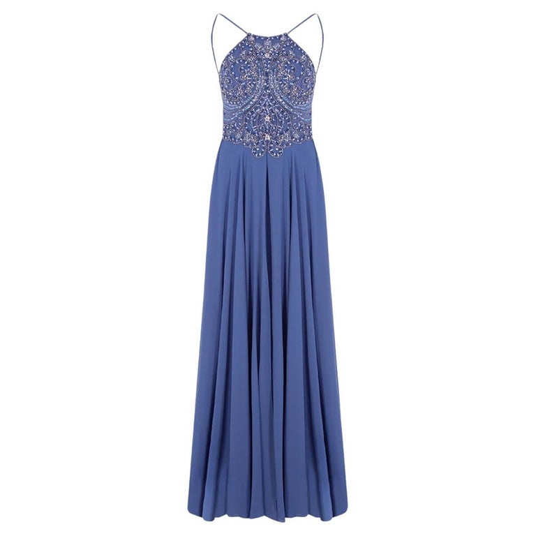 FOREVER UNIQUE BLUE EVENING DRESS WITH JAKKU DECOR Sz XXS For Sale at ...