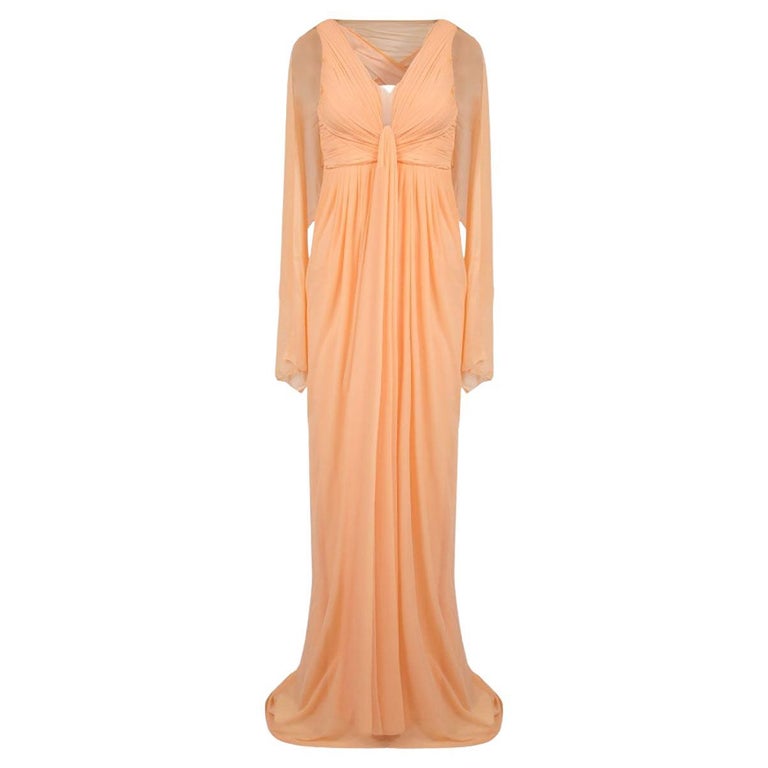 FOREVER UNIQUE NUDE ORANGE EVENING DRESS Sz FR 36 - US 4 For Sale at ...