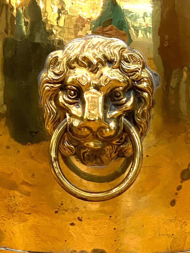 Forged British Fire Log Holder / Bucket with Lion Door Knocker Style ...