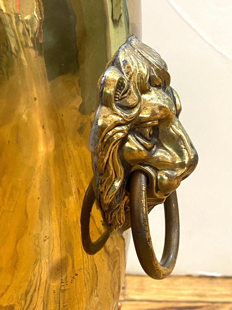 Forged British Fire Log Holder / Bucket with Lion Door Knocker Style ...