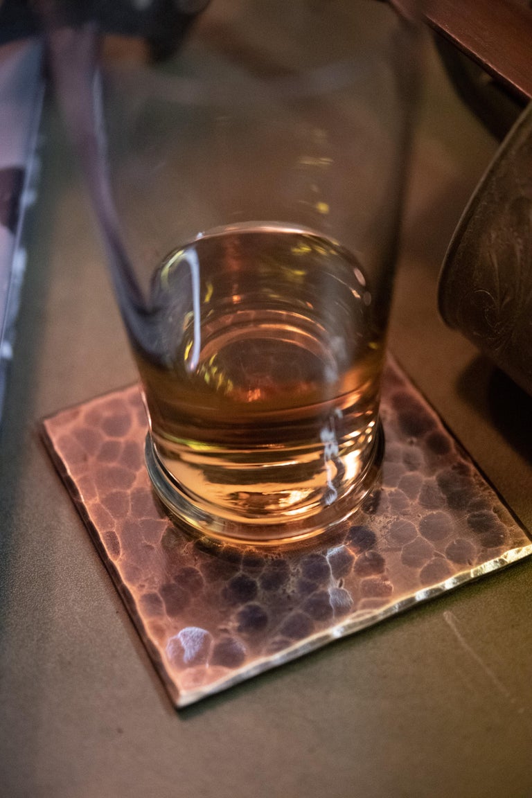 Forged Bronze Square Coaster with Decorative Planished Surface For Sale ...