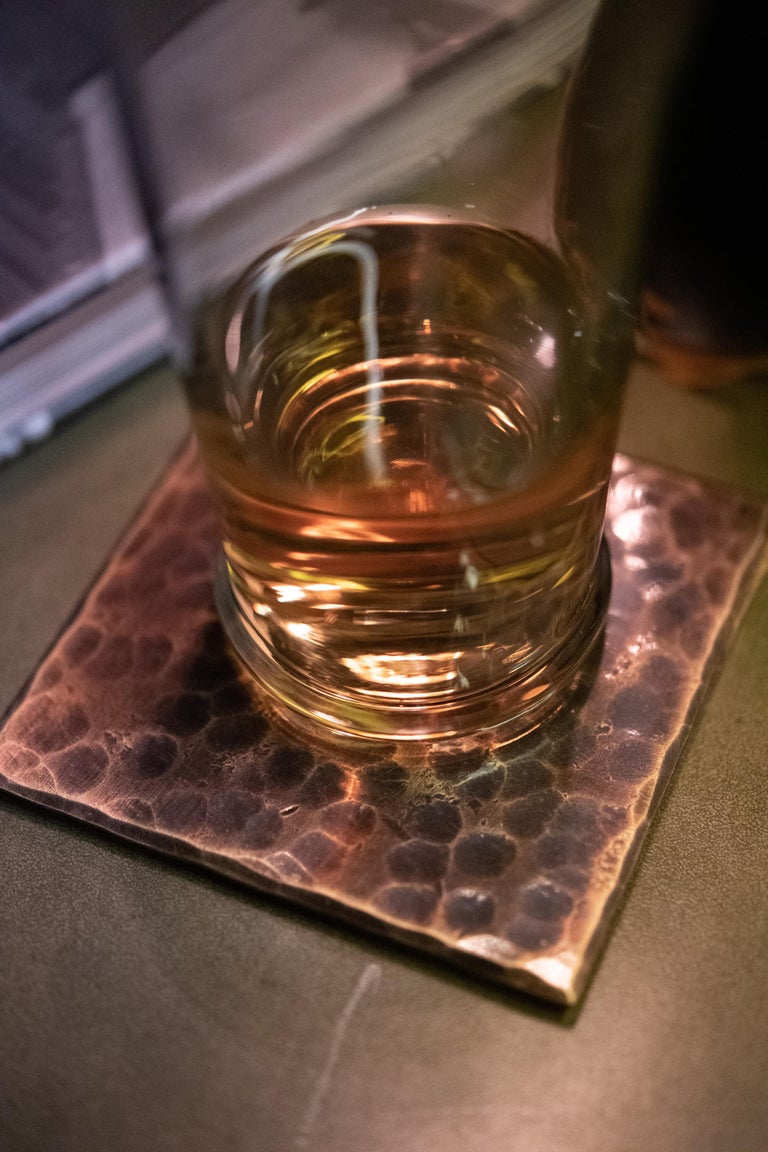 Forged Bronze Square Coaster with Decorative Planished Surface For Sale ...