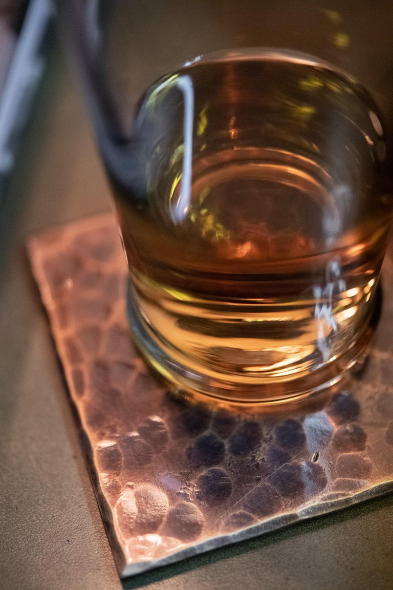 Forged Bronze Square Coaster with Decorative Planished Surface For Sale ...