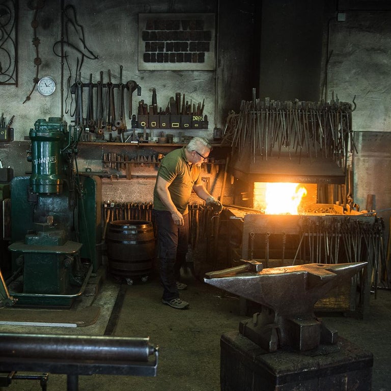 Forged Sculpture 'Encounter', Family Series by German Blacksmith H ...