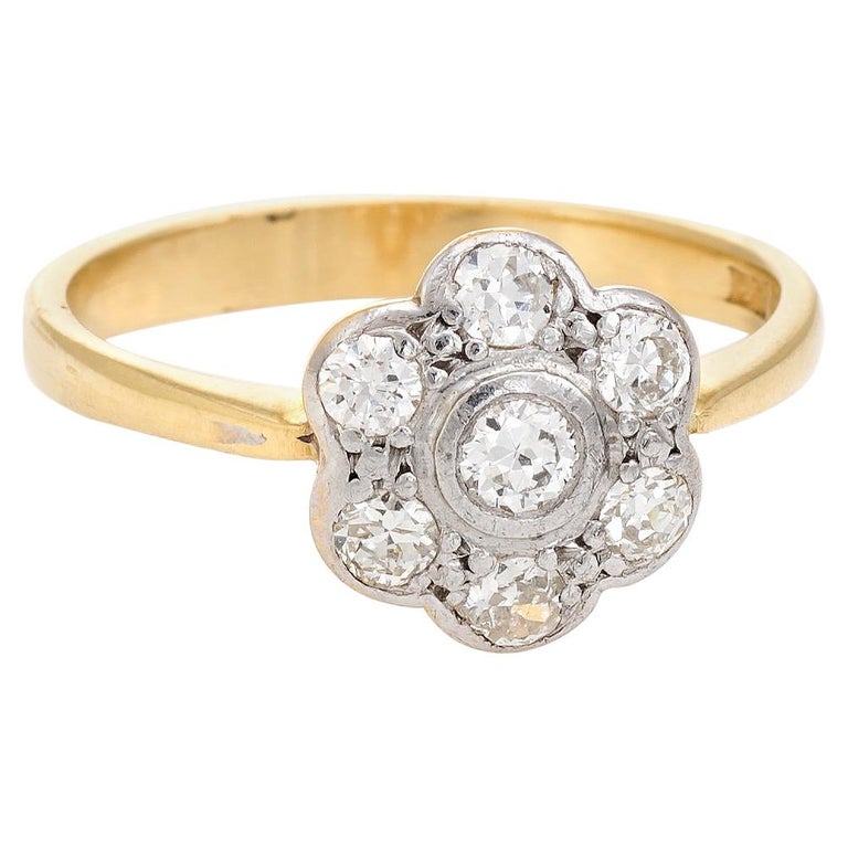Forget Me Not Antique Victorian Diamond Cluster Ring Vintage 18k Gold ...