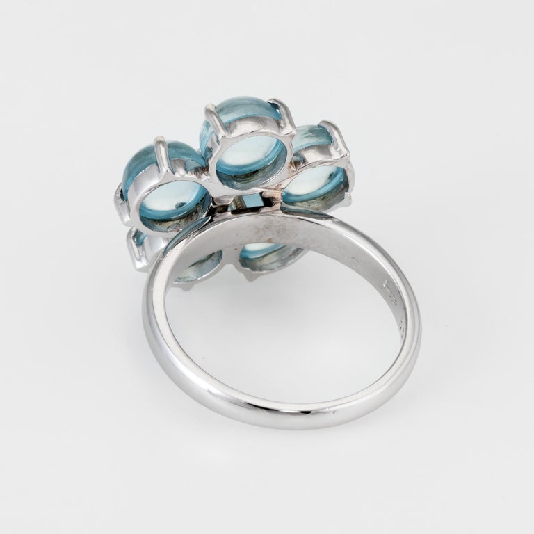 Forget Me Not Aquamarine Diamond Flower Cocktail Ring Vintage 14 Karat ...