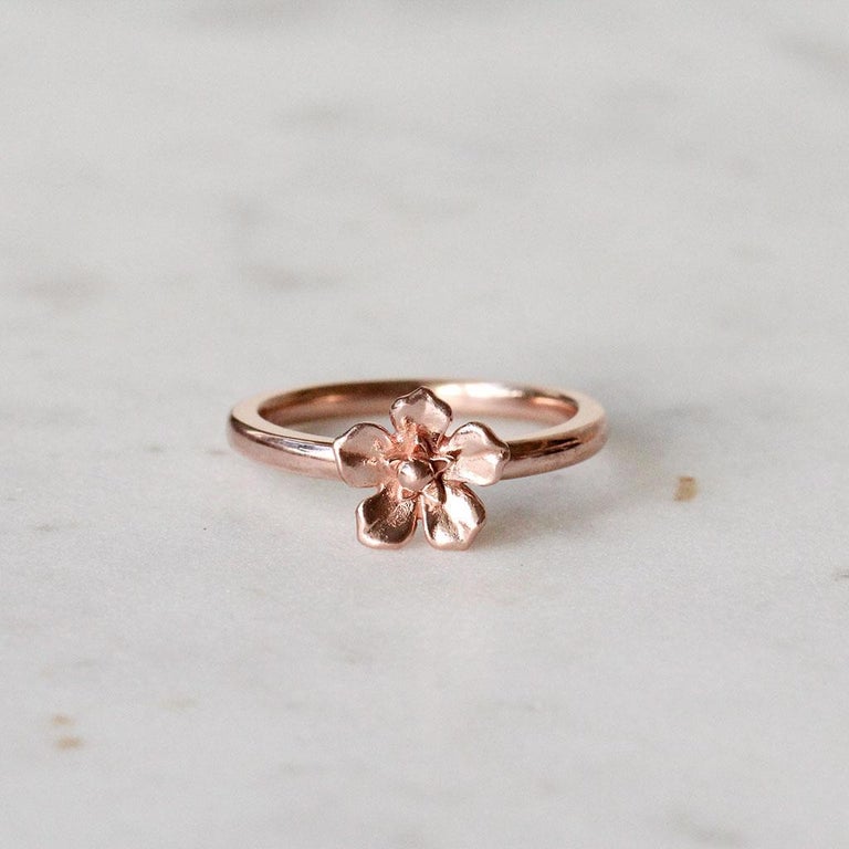 Customizable Forget Me Not Ring/ 9CT Rose Gold For Sale at 1stDibs