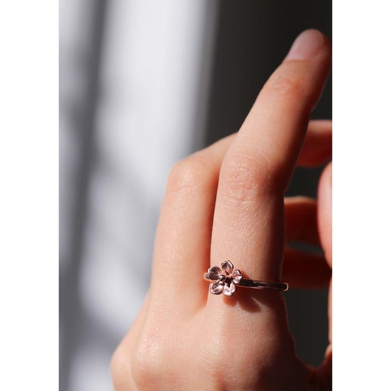 Customizable Forget Me Not Ring/ 9CT Rose Gold For Sale at 1stDibs