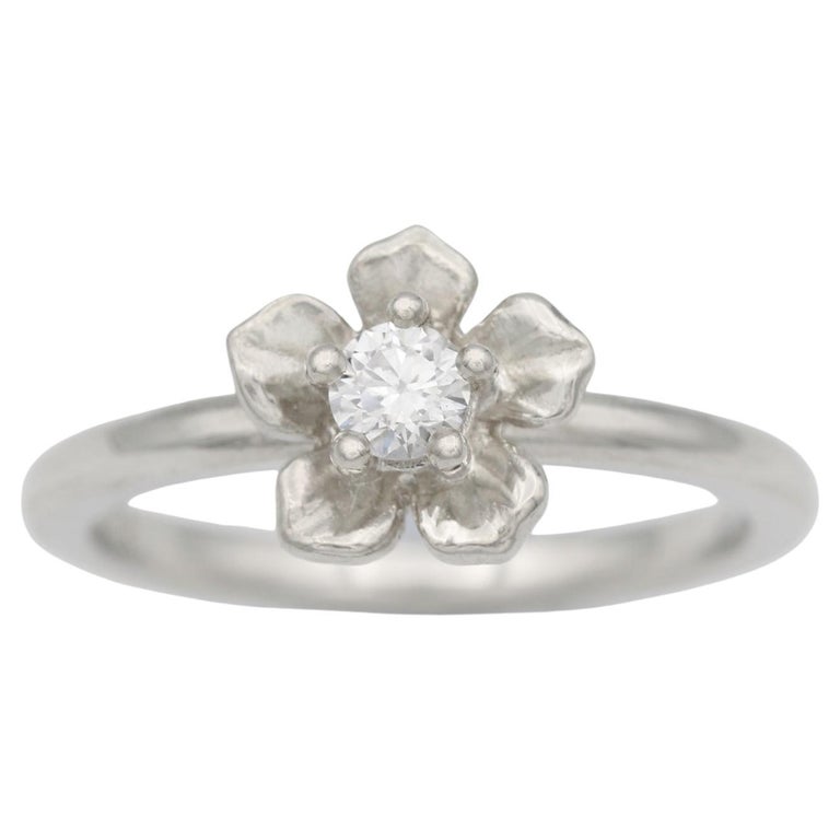 Customizable Forget Me Not Ring / 9ct White Gold, Diamond For Sale at ...
