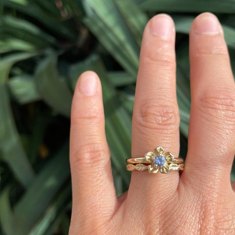 Customizable Forget Me Not Ring/ 9ct Yellow Gold, Ceylon Sapphire For ...